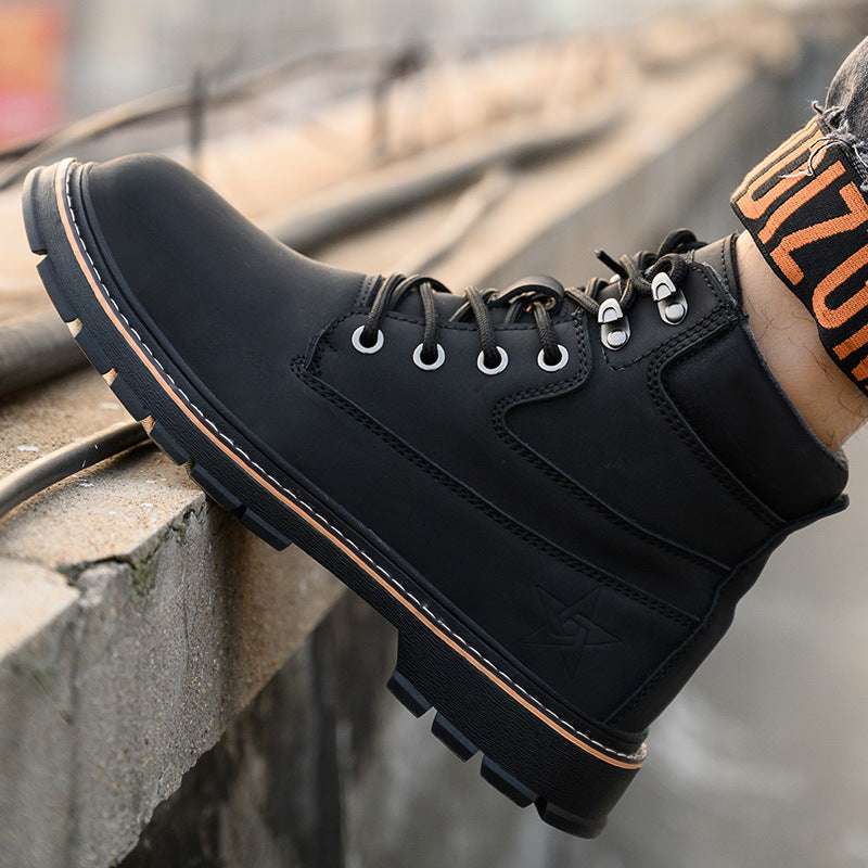 New Microfiber Leather High-Top Safety Shoes – Steel Toe & Anti ...